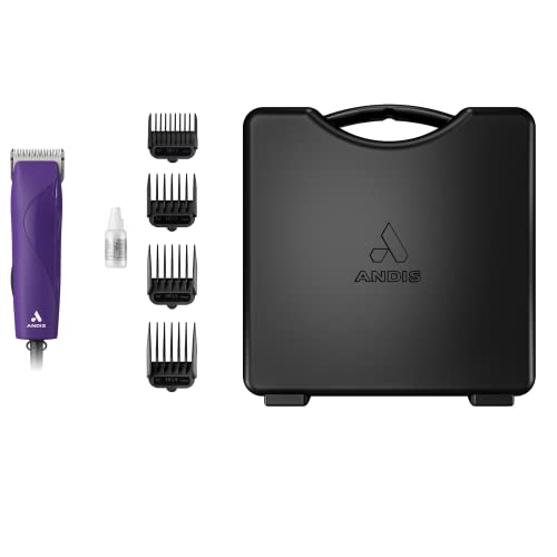 Andis 24820 EasyClip Professional-Animal 7-Piece Detachable Ceramic Blade Clipper Kit, Purple