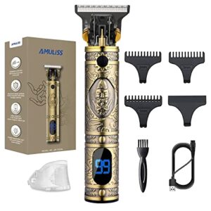 amuliss professional mens hair clippers zero gapped cordless hair trimmer professional haircut & grooming kit for men rechargeable led display