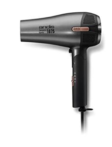 andis 80280 fold-n-go 1875 watt ceramic ionic dryer, retractable cord, lightweight with professional blowout results, quick drying blow dryer, black/silver