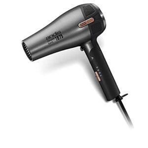 Andis 80280 Fold-n-go 1875 Watt Ceramic Ionic Dryer, Retractable Cord, Lightweight with Professional Blowout Results, Quick Drying Blow Dryer, Black/Silver