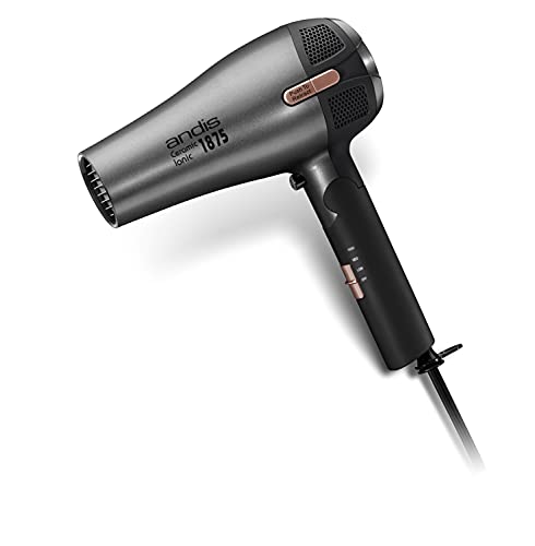 Andis 80280 Fold-n-go 1875 Watt Ceramic Ionic Dryer, Retractable Cord, Lightweight with Professional Blowout Results, Quick Drying Blow Dryer, Black/Silver