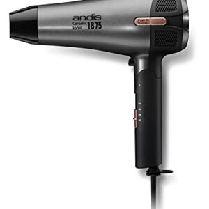 Andis 80280 Fold-n-go 1875 Watt Ceramic Ionic Dryer, Retractable Cord, Lightweight with Professional Blowout Results, Quick Drying Blow Dryer, Black/Silver