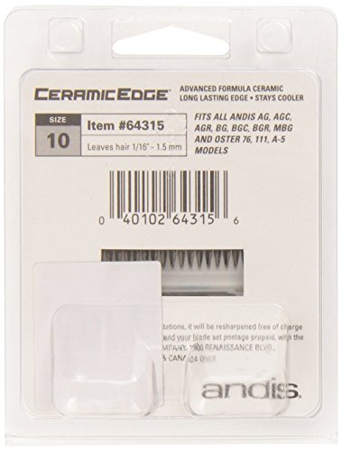 Andis – 64315, Ceramic Edge Detachable Pet Clipper Blade – Carbon-Infused Steel with Sharp Cutting Tech, Runs Cooler & Stays Sharper, Resists Rust & Heat, Size-10 - Fits AG, AGC & BDC Series, Chrome