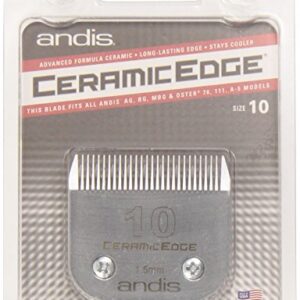 Andis – 64315, Ceramic Edge Detachable Pet Clipper Blade – Carbon-Infused Steel with Sharp Cutting Tech, Runs Cooler & Stays Sharper, Resists Rust & Heat, Size-10 - Fits AG, AGC & BDC Series, Chrome