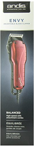 Andis 66215 Professional Envy Hair Clipper – High-Speed Adjustable Carbon-Steel Blade with Powerful Motor, 7200 Cutting Strokes Per Minute, Hanger Loop with Balanced Clipper Red & Black