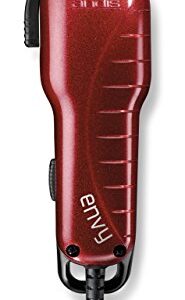 Andis 66215 Professional Envy Hair Clipper – High-Speed Adjustable Carbon-Steel Blade with Powerful Motor, 7200 Cutting Strokes Per Minute, Hanger Loop with Balanced Clipper Red & Black