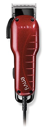 Andis 66215 Professional Envy Hair Clipper – High-Speed Adjustable Carbon-Steel Blade with Powerful Motor, 7200 Cutting Strokes Per Minute, Hanger Loop with Balanced Clipper Red & Black