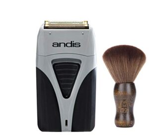 andis professional cordless profoil lithium plus titanium foil shaver (17200) – bundled with kepse neck duster