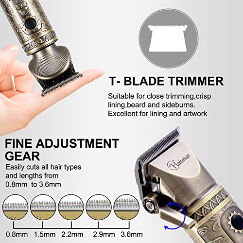 Hatteker Professional Hair Clipper Beard Trimmer Kit for Men Cordless Hair Trimmer Shaver Barber Clipper T-Blade Trimmer Nose Trimmer Grooming Kit