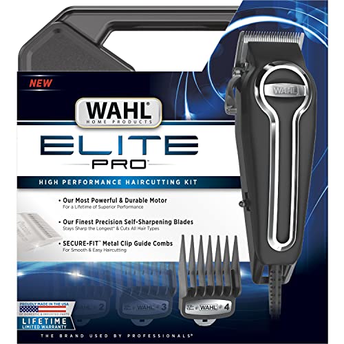 Wahl USA Elite Pro High-Performance Corded Home Haircut & Grooming Kit for Men – Electric Hair Clipper – Model 79602