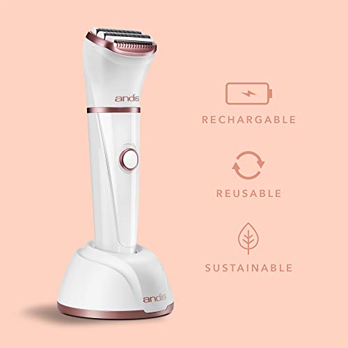 Andis 31015 Close Curves Electric Shaver for Women - Perfect for Legs, Bikini Area & Underarms Hair Removal - Rechargeable Cordless Wet & Dry Shaver, Lightweight - 6 Piece Kit