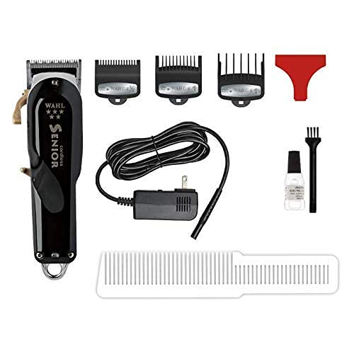 Wahl Professional - 5-Star Series Cordless Senior #8504-400 - 70 Minute Run Time - Includes Weighted Cordless Clipper Charging Stand #3801 - for Professional Barbers and Stylists