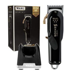 wahl professional – 5-star series cordless senior #8504-400 – 70 minute run time – includes weighted cordless clipper charging stand #3801 – for professional barbers and stylists