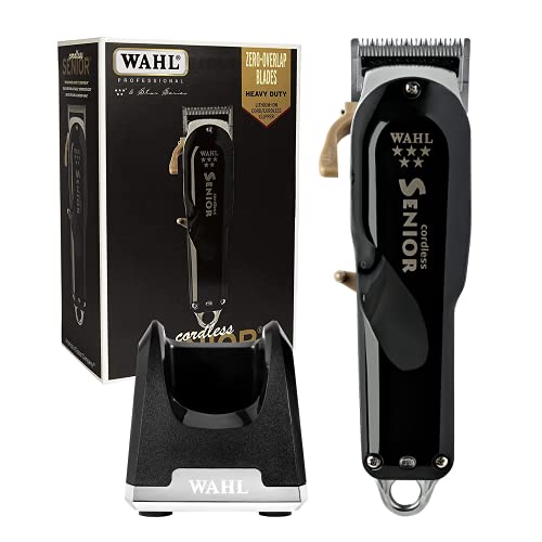 Wahl Professional - 5-Star Series Cordless Senior #8504-400 - 70 Minute Run Time - Includes Weighted Cordless Clipper Charging Stand #3801 - for Professional Barbers and Stylists