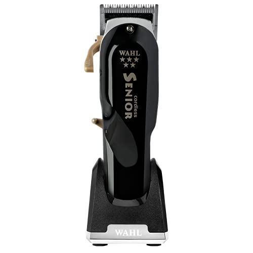 Wahl Professional - 5-Star Series Cordless Senior #8504-400 - 70 Minute Run Time - Includes Weighted Cordless Clipper Charging Stand #3801 - for Professional Barbers and Stylists