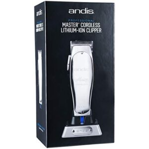 Andis Professional Master Cordless Lithium-Ion Clipper (12470) - Andis 01420 Master Clipper Magnetic Comb Set — Dual Pack Sizes 0.5 & 1.5, BeauWis Blade Brush