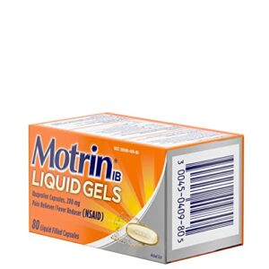 Motrin IB Liquid Gels, Ibuprofen 200 mg, Pain Reliever & Fever Reducer Minor Arthritis Pain, Muscular Aches, Headache, Menstrual Cramps & Backache, NSAID, 80 Ct