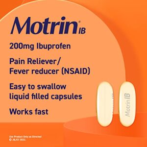 Motrin IB Liquid Gels, Ibuprofen 200 mg, Pain Reliever & Fever Reducer Minor Arthritis Pain, Muscular Aches, Headache, Menstrual Cramps & Backache, NSAID, 80 Ct