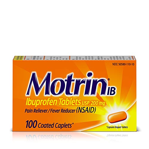 Motrin IB Pain Reliever Fever Reducer (NSAID) Ibuprofen Tablets, 100 Count