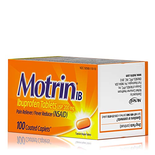 Motrin IB Pain Reliever Fever Reducer (NSAID) Ibuprofen Tablets, 100 Count