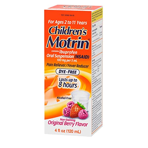 Motrin Children's Oral Suspension Medicine for Kids, 100mg Ibuprofen, Berry Flavored, 4 fl. oz