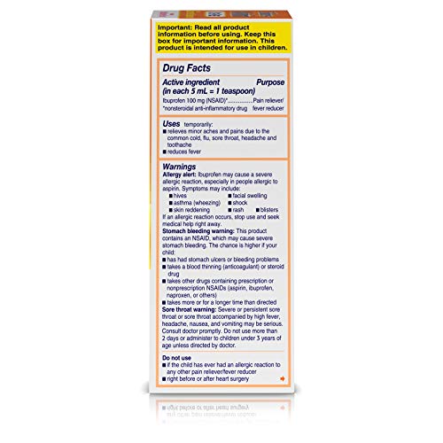 Children's Motrin Oral Suspension Medicine for Kids, 100mg Ibuprofen, Berry Flavored, 4 fl. oz