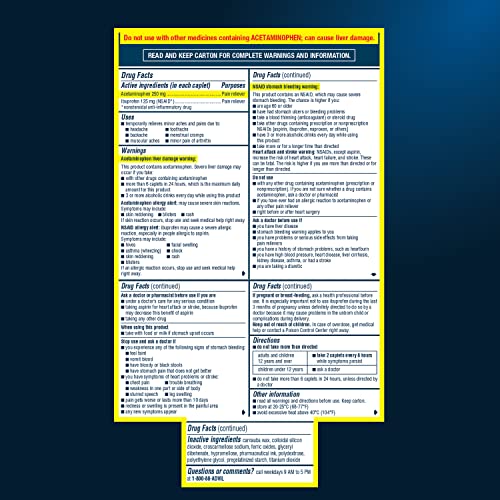 Advil Dual Action Coated Caplets with 250 Mg Ibuprofen and 500 Mg Acetaminophen Per Dose (2 Dose Equivalent) for 8 Hour Pain Relief - 2 Count x 50