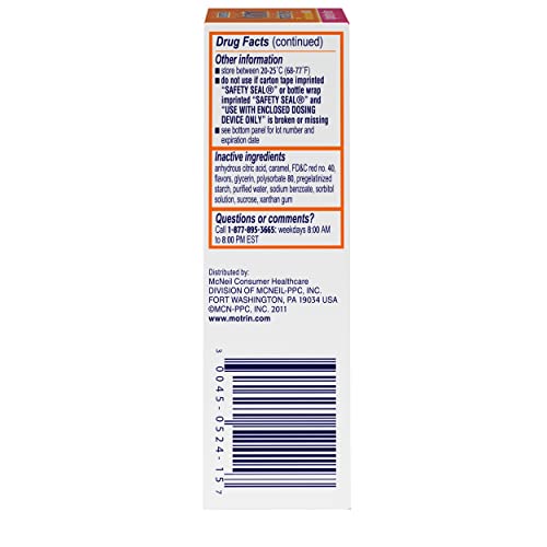 Infants' Motrin Concentrated Drops, Fever Reducer, Ibuprofen, Berry Flavored.5 Oz