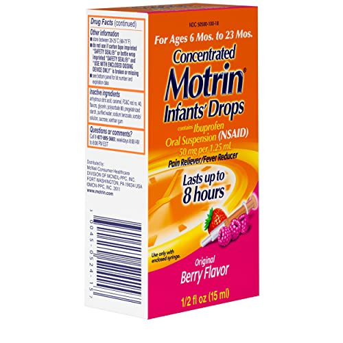 Infants' Motrin Concentrated Drops, Fever Reducer, Ibuprofen, Berry Flavored.5 Oz