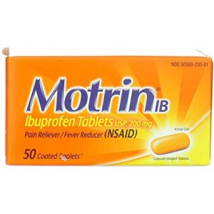 Motrin IB Ibuprofen Tablets, 200 Mg, 50 Count (Pack of 2)