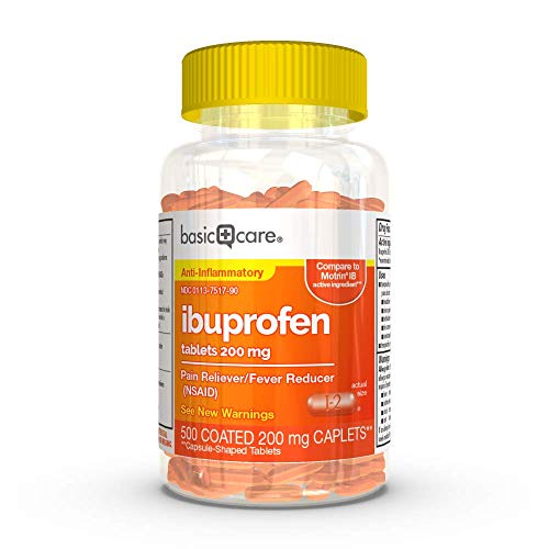 Amazon Basic Care Ibuprofen Tablets, 200 mg, Pain Reliever/Fever Reducer, 500 Count