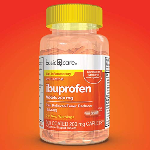 Amazon Basic Care Ibuprofen Tablets, 200 mg, Pain Reliever/Fever Reducer, 500 Count