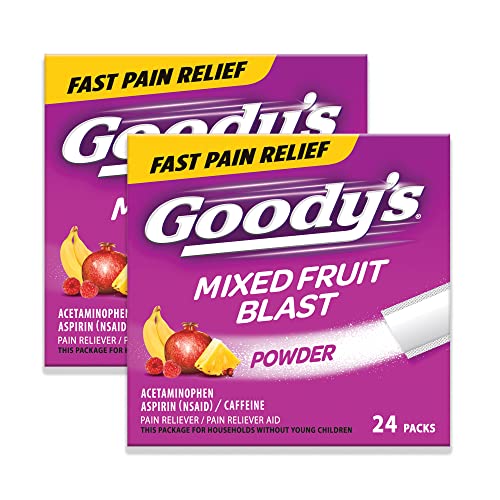 Goody's Extra Strength Headache Powder, Mixed Fruit Blast Flavor Dissolve Packs, 24 Individual Packets, 2 Pack