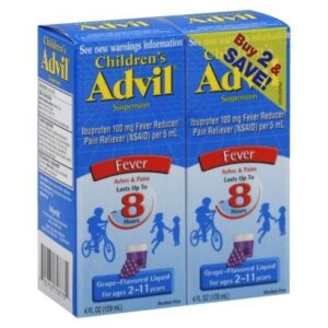 tj10 children’s advil suspension fever ibuprofen 100mg fast pain relief fever reducer grape flavored liquid for ages 2-11 years – 2 packs of grape 4 oz