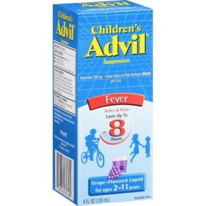 Tj10 Children's Advil Suspension Fever Ibuprofen 100mg Fast Pain Relief Fever Reducer Grape Flavored Liquid for Ages 2-11 Years - 2 Packs of Grape 4 Oz