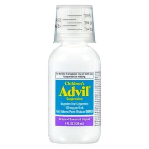 Children's Advil Suspension Ibuprofen 100mg Fast Pain Reliever and Fever Reducer Last up to 8 Hours Grape Flavor Liquid for Ages 2 to 11 Years - 3 Pack of 4 FL Oz Bottles