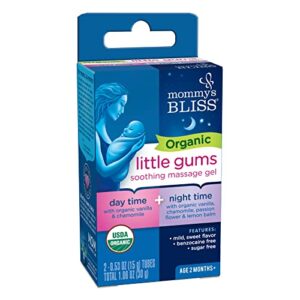 Mommy's Bliss Organic Little Gums Soothing Massage Gel Day and Night Combo Helps with Tender Age Months + Sugar Free 2 - 0.53 Oz Tubes, mild, sweet flavor, 2 Count(Pack of 1)