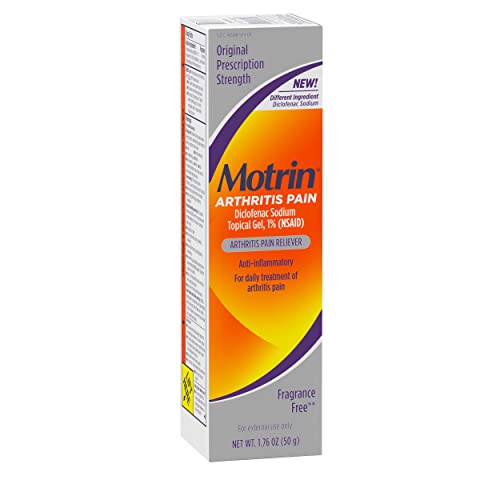 Motrin Arthritis Pain Relief Diclofenac Sodium Topical Gel 1%, Anti-Inflammatory Cream for Arthritis Pain in Hands, Wrists, Elbows, Knees, Feet & Ankles, NSAID Pain Relief Gel, 1.76 Oz