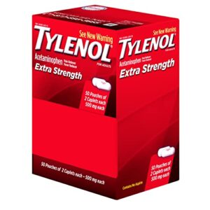 Tylenol Extra Strength Caplets with Acetaminophen, Pain Reliever & Fever Reducer, 2-pack of 50 ct