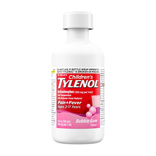 Tylenol Children's Oral Suspension Medicine with Acetaminophen, Bubble Gum, 4 Fl Oz, Pack of 2