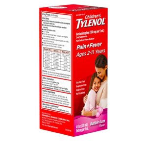 Tylenol Children's Oral Suspension Medicine with Acetaminophen, Bubble Gum, 4 Fl Oz, Pack of 2