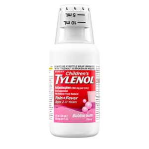 Tylenol Children's Oral Suspension Medicine with Acetaminophen, Bubble Gum, 4 Fl Oz, Pack of 2