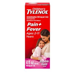 Tylenol Children's Oral Suspension Medicine with Acetaminophen, Bubble Gum, 4 Fl Oz, Pack of 2