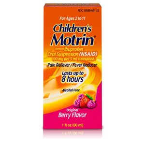 children’s motrin oral suspension, pain relief, ibuprofen, berry flavored, 1 oz (pack of 6)