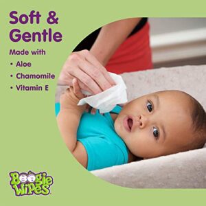 Baby Wipes Unscented by Boogie Wipes, Wet Wipes for Face, Hand, Body & Nose, Made with Vitamin E, Aloe, Chamomile and Natural Saline, 180 Count