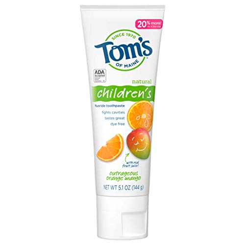 Tom's of Maine Natural Kid's Fluoride Toothpaste, Outrageous Orange Mango, 5.1 oz.