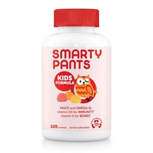 smartypants kids formula daily gummy multivitamin: vitamin c, d3, and zinc for immunity, gluten free, omega 3 fish oil (dha/epa), vitamin b6, methyl b12, 120 count (30 day supply)