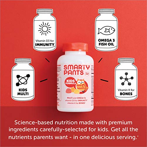 SmartyPants Kids Formula Daily Gummy Multivitamin: Vitamin C, D3, and Zinc for Immunity, Gluten Free, Omega 3 Fish Oil (DHA/EPA), Vitamin B6, Methyl B12, 120 Count (30 Day Supply)