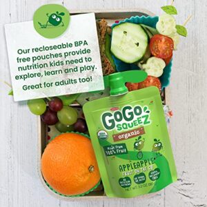 GoGo squeeZ Organic Fruit on the Go Variety Pack, Apple/Banana/Strawberry, 3.2 oz. (12 Pouches) - Made from Organic Apples, Bananas & Strawberries - Gluten Free Snacks - Nut & Dairy Free - Vegan Snack