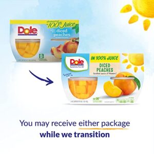 Dole Fruit Bowls Diced Peaches in 100% Juice, Gluten Free Healthy Snack, 4 Ounce 4 Cups (Pack of 4)